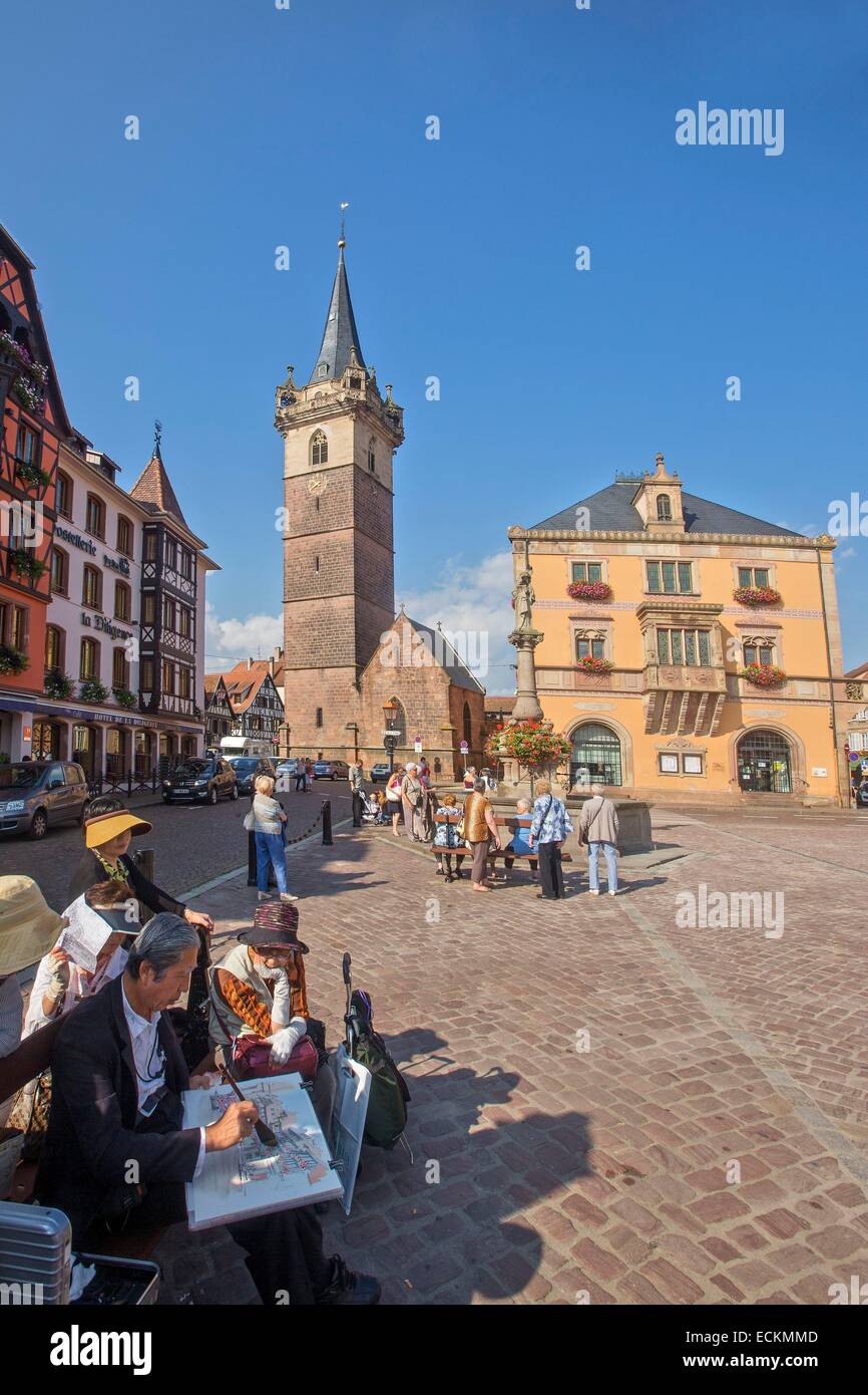 Frankreich, Bas Rhin, Obernai, Marktplatz, Sainte Odile-Brunnen, das ...