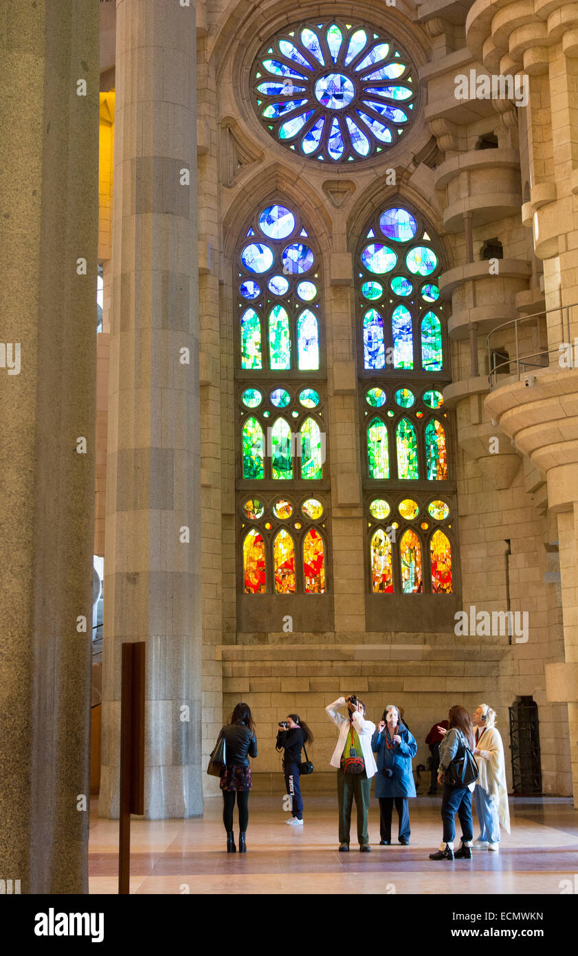 Barcelona Spanien Le Sagrada Familia Kirche Fleck Glas Innenraum der ...