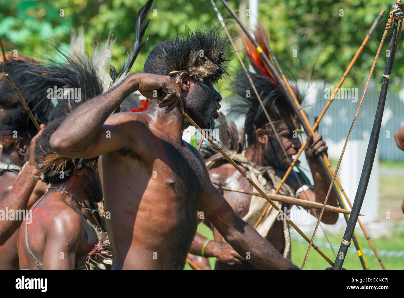 Melanesien, Papua-Neu-Guinea. Dorf von Vanimo. Traditionelle willkommen ...