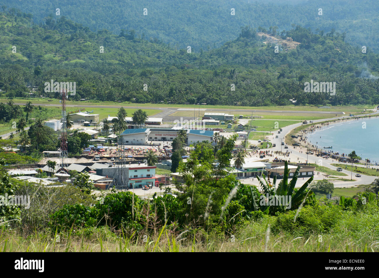Melanesien, Papua-Neu-Guinea. Dorf von Vanimo. Stadtübersicht mit ...