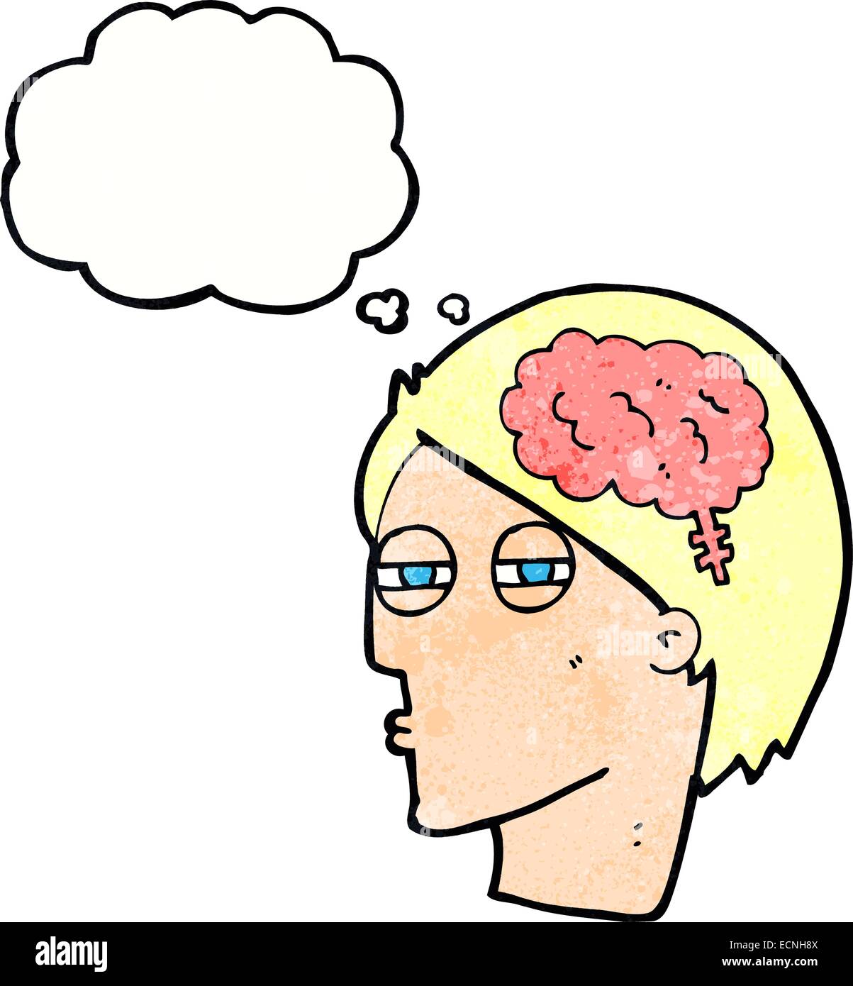 Cartoon Mann denken sorgfältig mit Gedankenblase Stock-Vektorgrafik - Alamy
