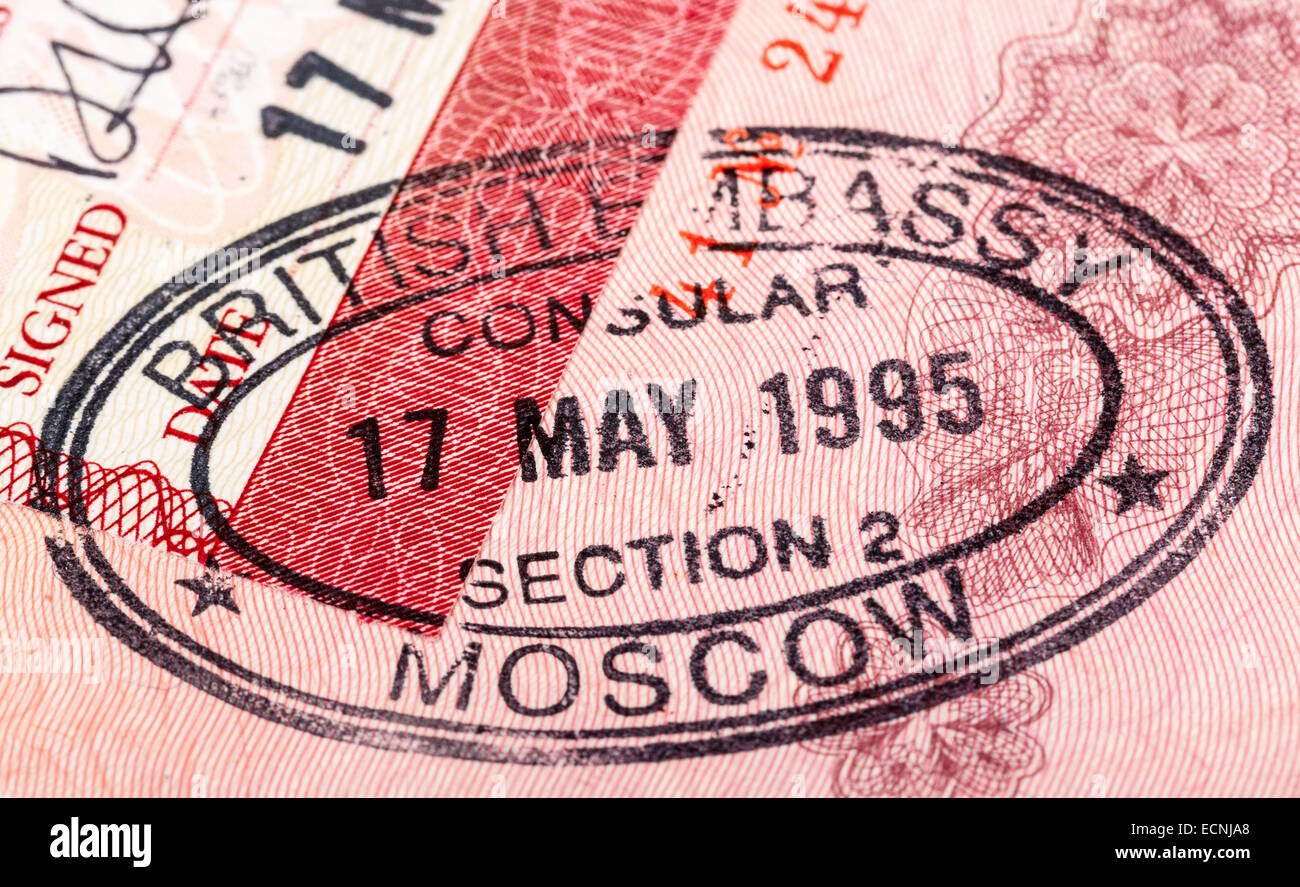 Britische Visum-Stempel im Reisepass. Closeup Stockfotografie - Alamy
