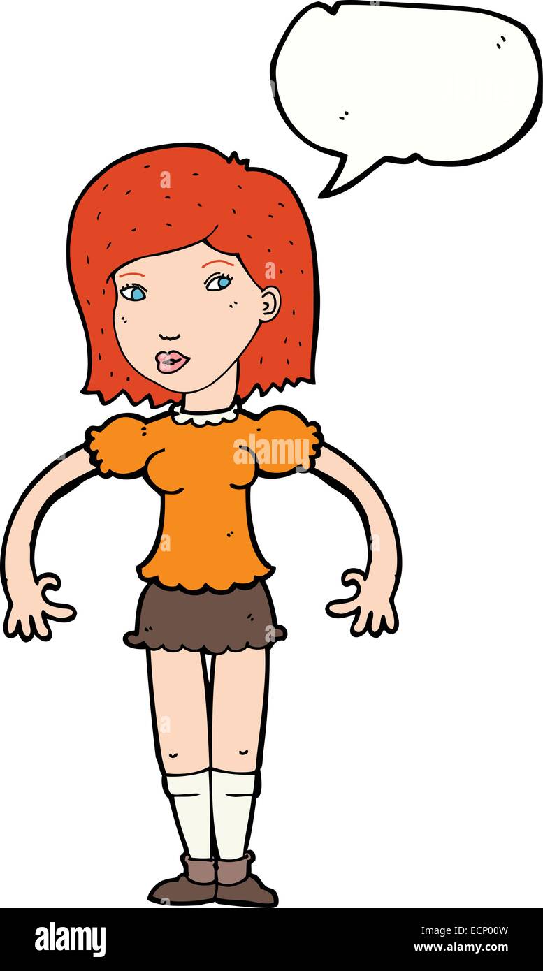 Cartoon-Frau suchen seitwärts mit Sprechblase Stock-Vektorgrafik - Alamy