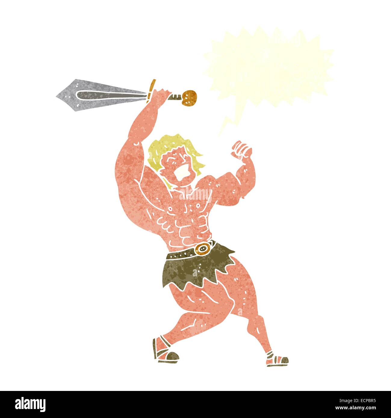 Cartoon-Barbar-Held mit Sprechblase Stock-Vektorgrafik - Alamy