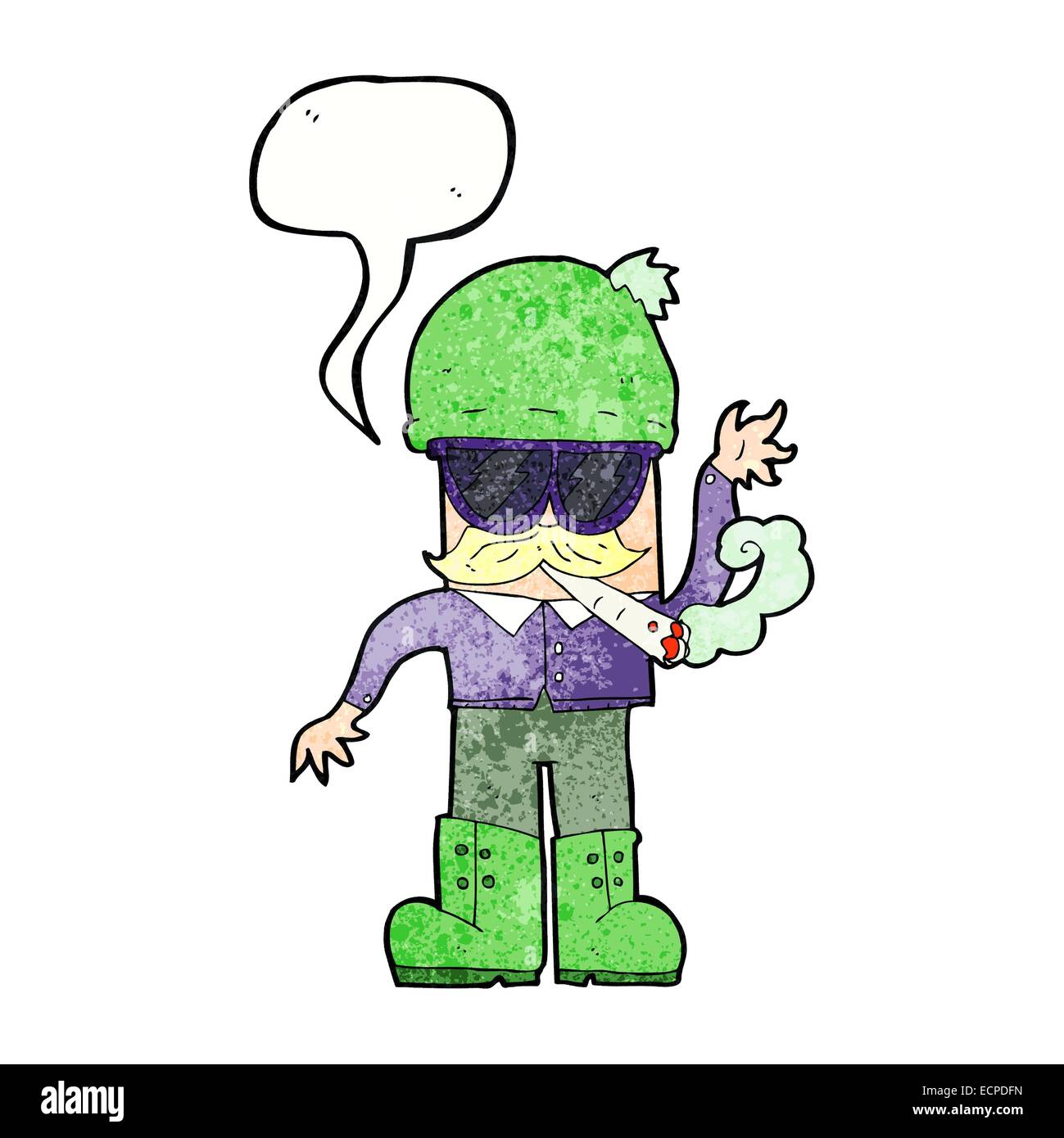 Cartoon Mann Rauchen Topf mit Sprechblase Stock-Vektorgrafik - Alamy