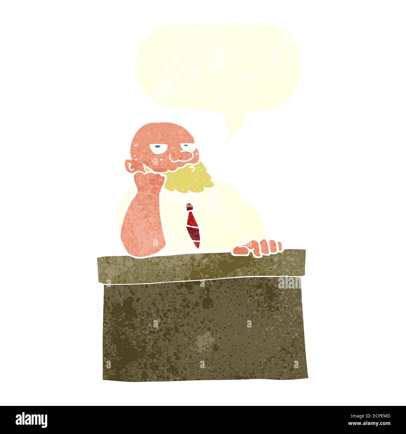 Cartoon langweilig Mann am Schreibtisch mit Sprechblase Stock ...