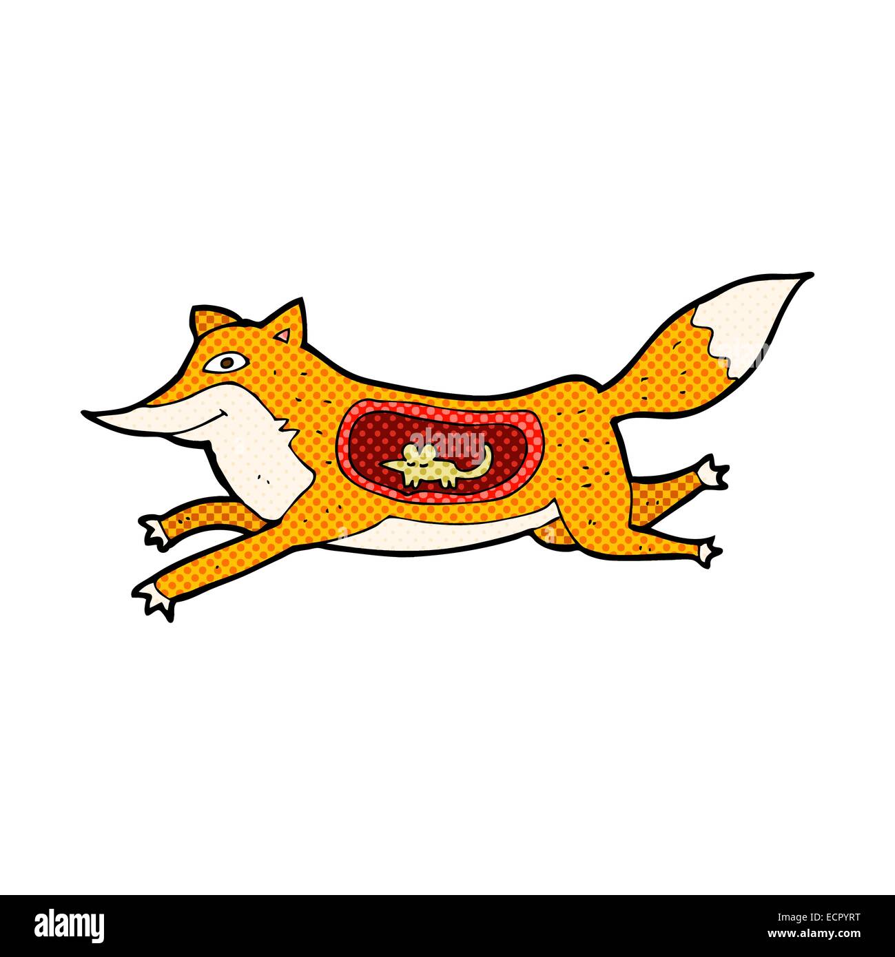 Retro Comic Buch Style Cartoon Fuchs mit Maus im Bauch Stock ...