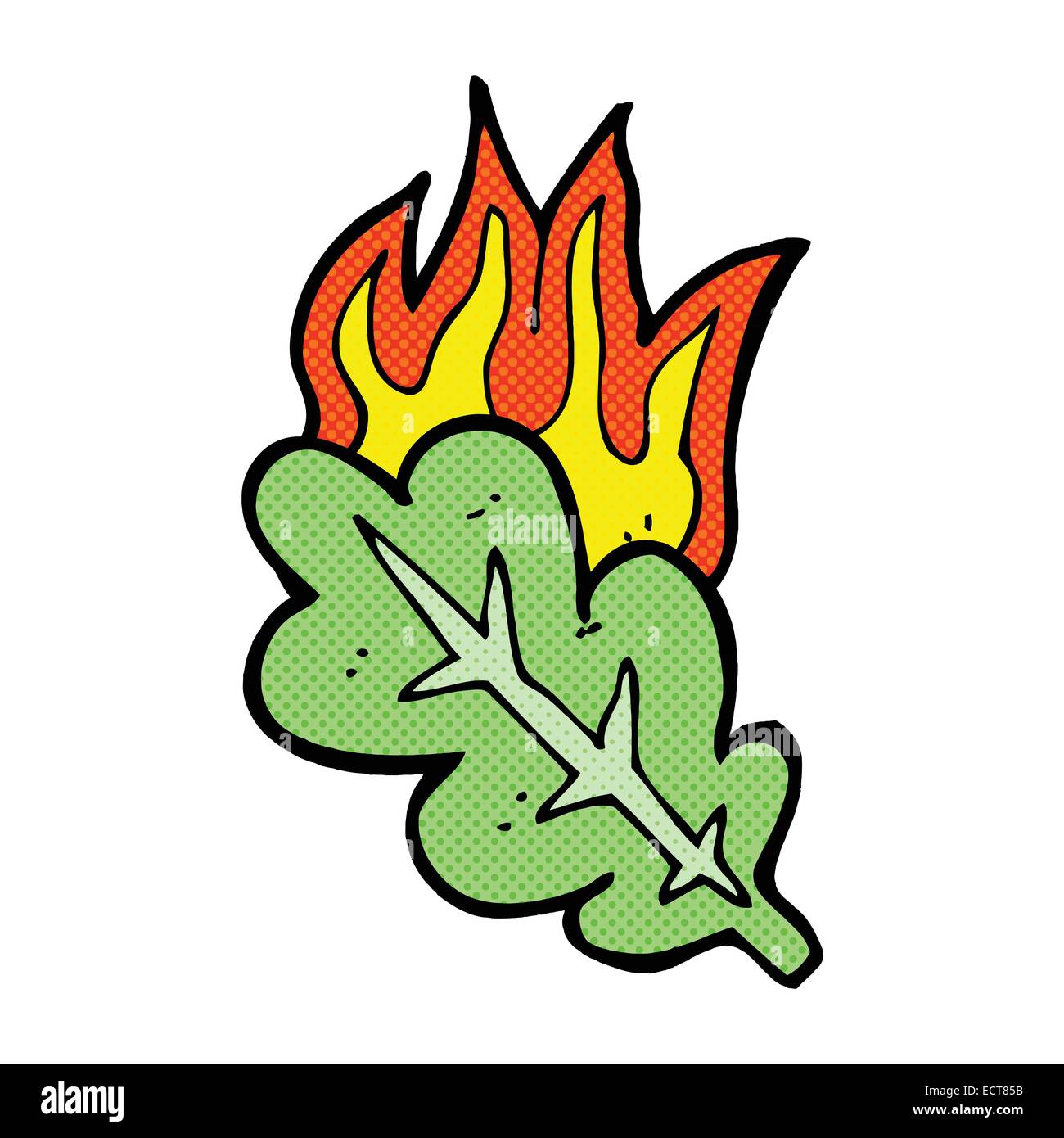 Retro Comic-Stil cartoon brennendes Blatt-Symbol Stock-Vektorgrafik - Alamy