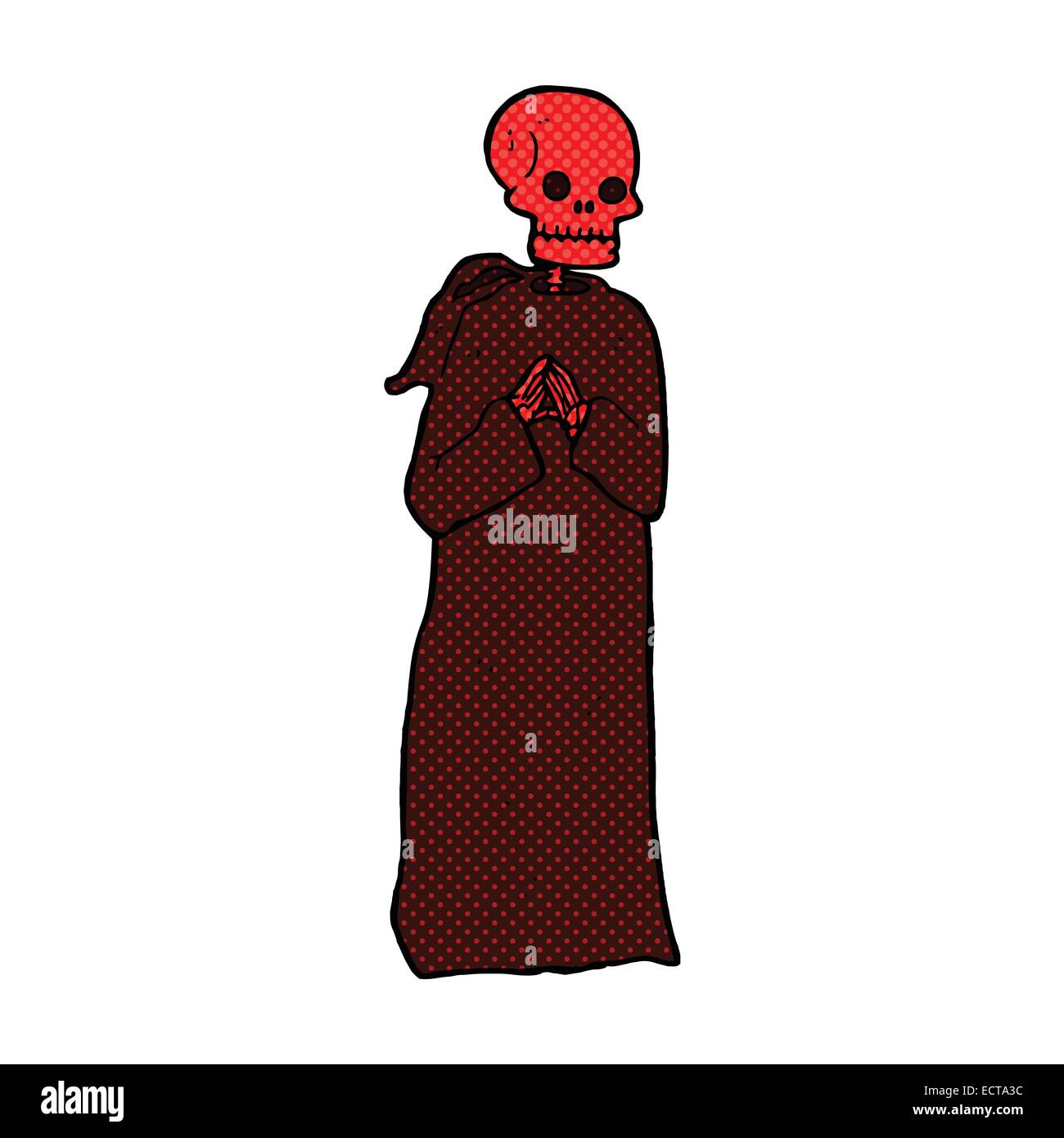 Retro Comic-Stil cartoon gruseliges Skelett im Gewand Stock ...