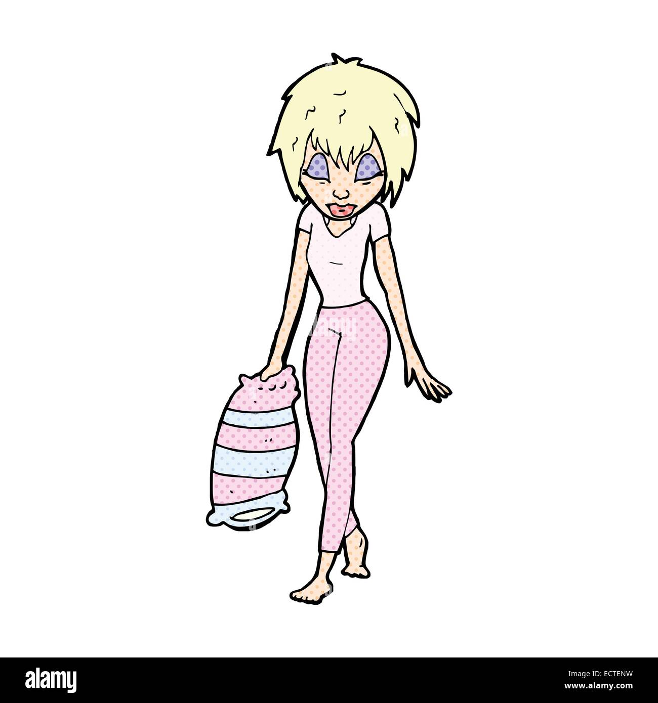 Retro Comic-Stil cartoon müde Frau ins Bett gehen Stock-Vektorgrafik ...