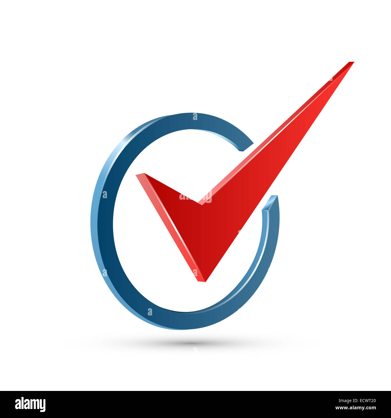 Roten Häkchen im blauen Kreis. Realistische Vektor-illustration ...
