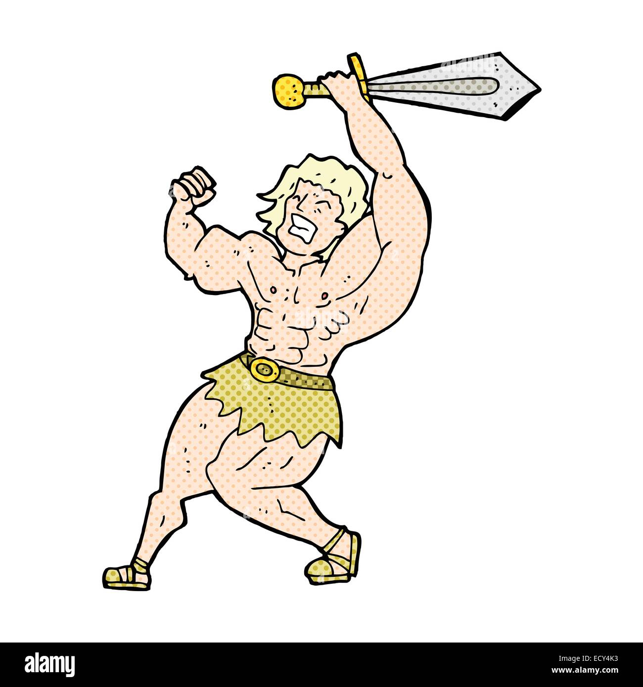 Retro Comic Stil Cartoon Barbar-Held Stock-Vektorgrafik - Alamy