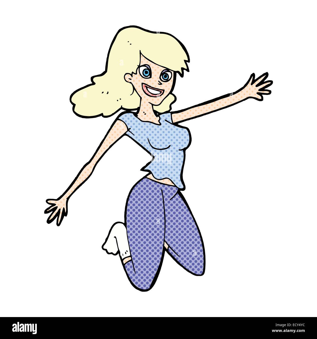 Retro Comic-Stil cartoon springende Frau Stock-Vektorgrafik - Alamy