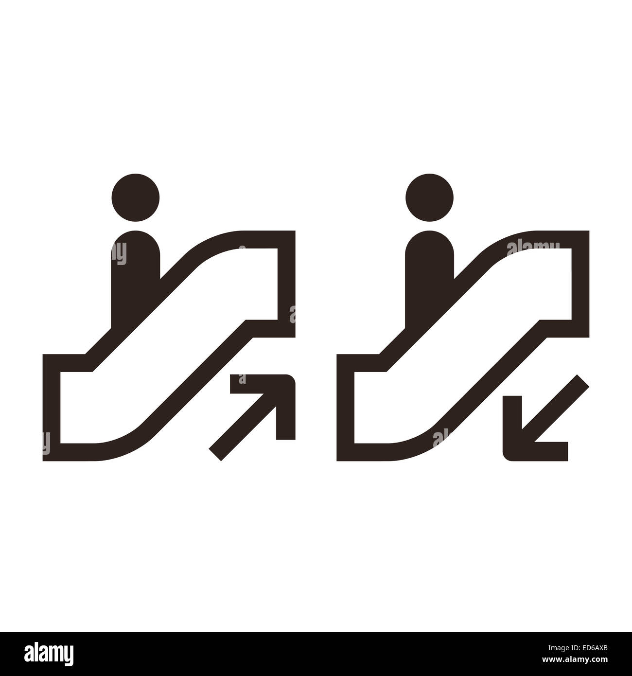 Rolltreppe Symbole isoliert auf weißem Hintergrund Stockfotografie - Alamy