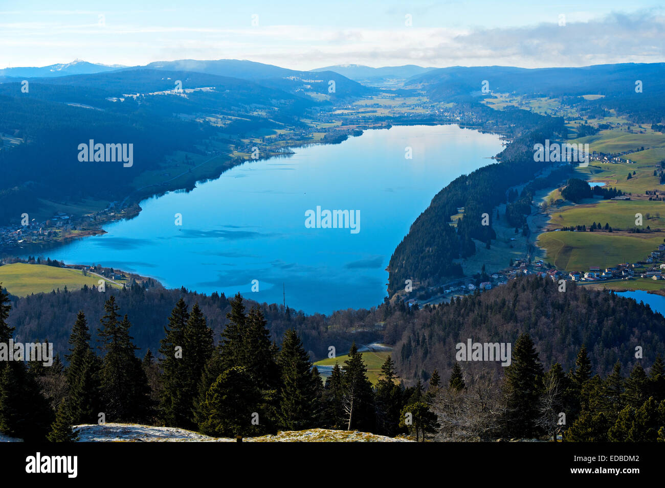 Blick vom Mt Dent de Vaulion des Lac de Joux im Vallée de Joux, Kanton ...