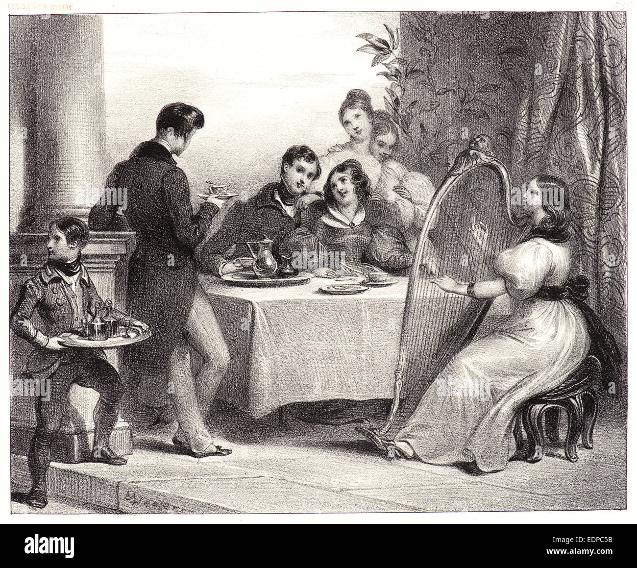 Achille Devéria Französisch 1800 1857 Le Café 19 Jahrhundert
