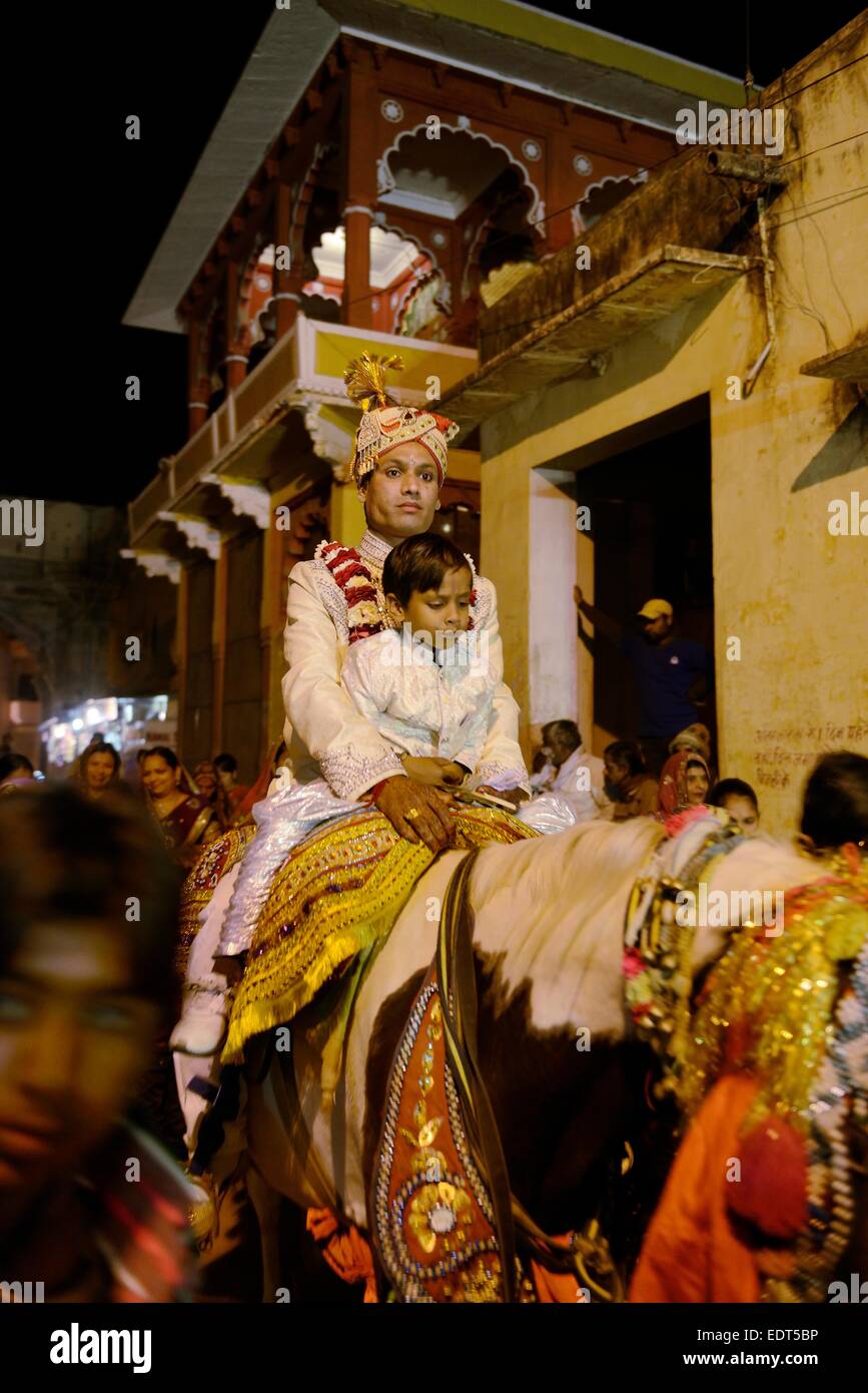 Indien, Rajasthan, Bundi, Mewar Region, Trauung, des Mannes Pferd ...