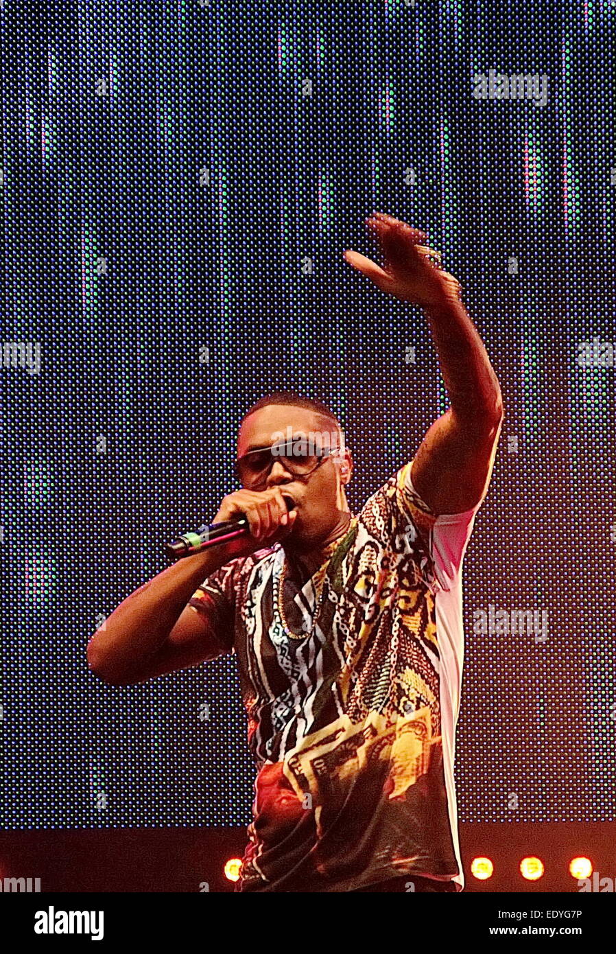 Rapper Nas (richtiger Name Nasir bin Olu Dara Jones) erklingt in Ibiza ...