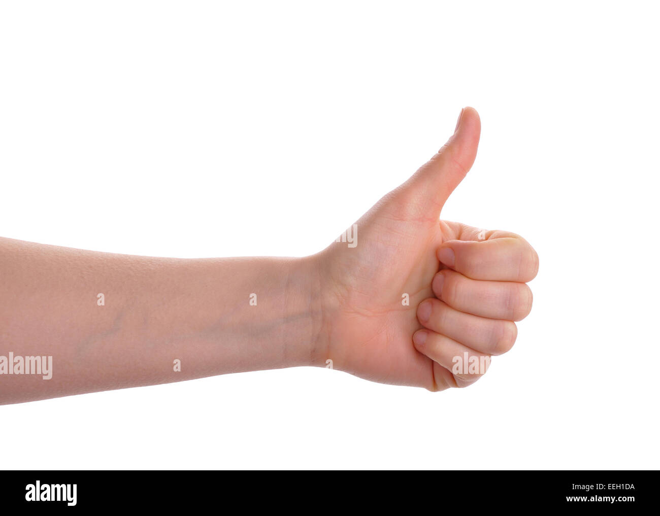 Hände zeigen Daumen oben isoliert auf weißem Hintergrund ...