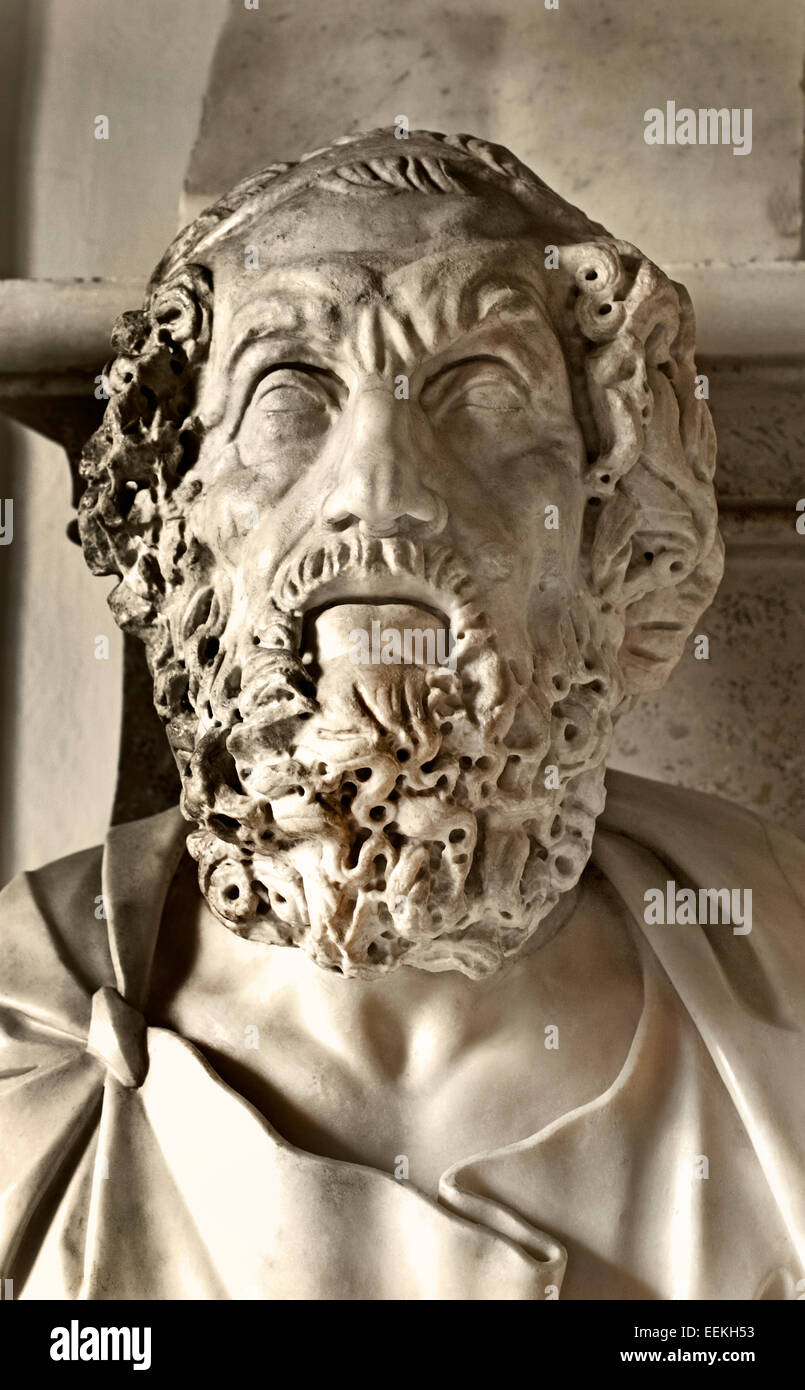 Porträt von Homer römische Skulptur aus ein 200 BC hellenistischen ...