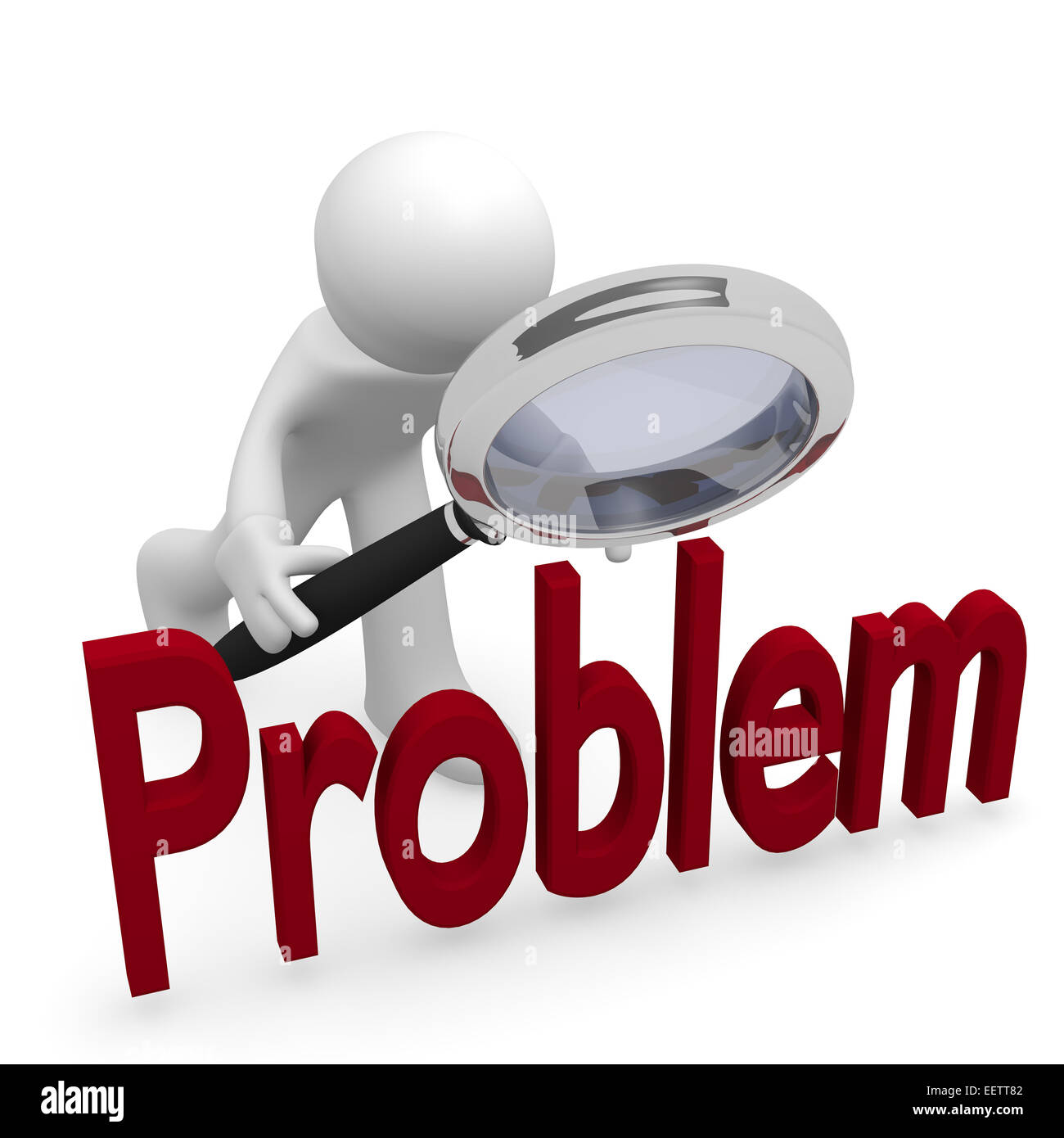3d Mann Mit Der Lupe Suchen Das Problem Stockfotografie Alamy