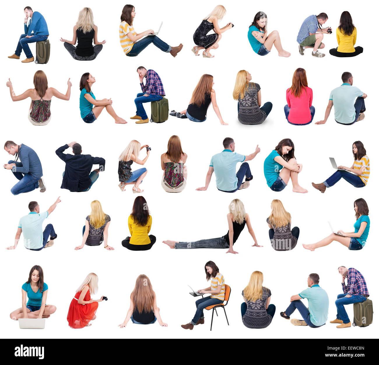 Kollektion Rückansicht des sitzenden Menschen. . Rückseite Blick auf ...
