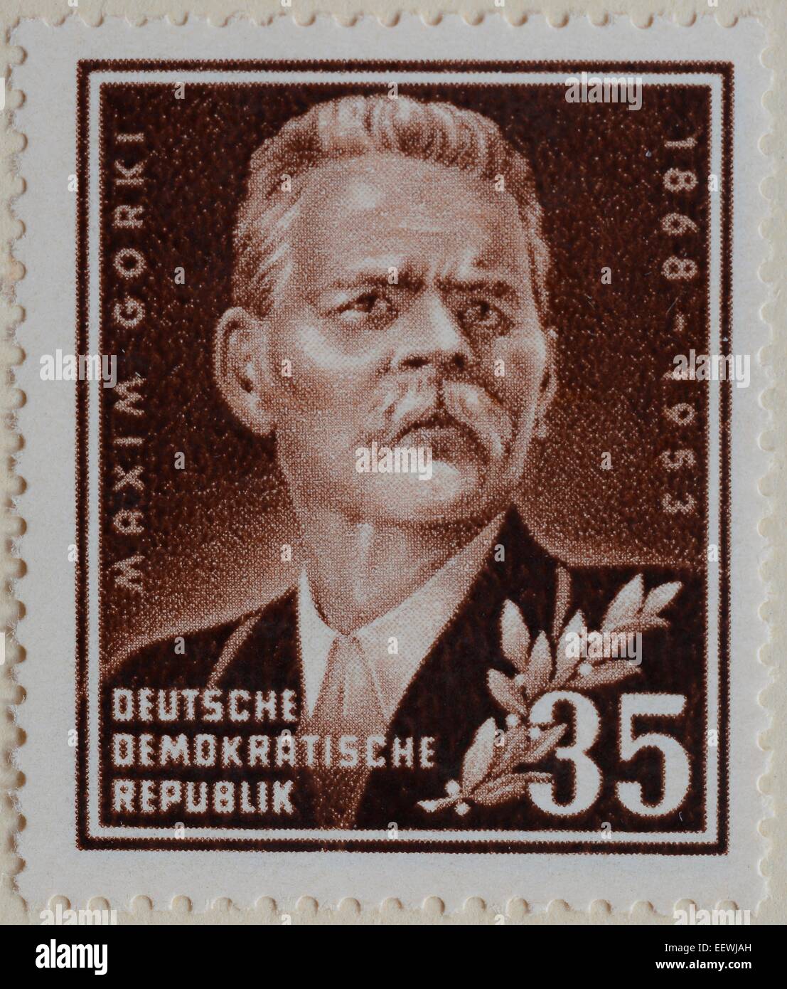 Maxim Gorki, russischer Schriftsteller, Porträt auf einer deutschen ...
