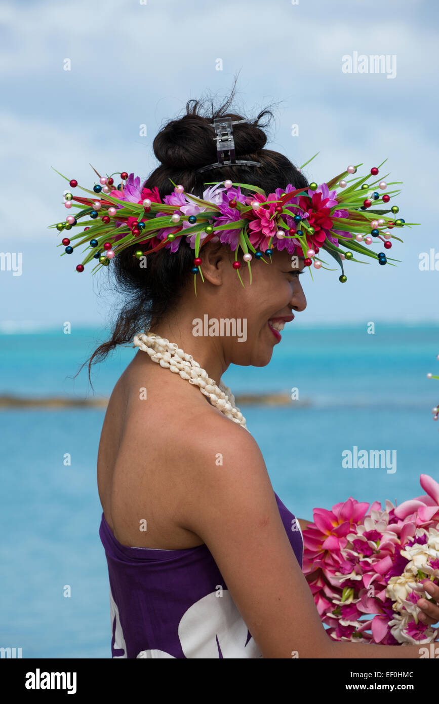 Cook-Inseln, Aitutaki. Herzlich Willkommen Sie, Gruß an die Insel ...