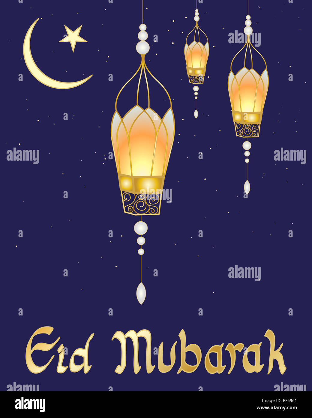 ein Beispiel für eine festliche Eid-Karte mit ausgefallenen Laternen ...