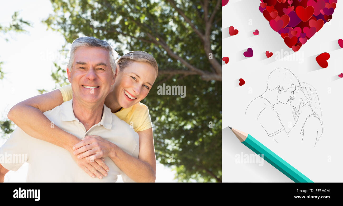 Zusammengesetztes Bild der senior glücklich mit seiner Partnerin eine ...