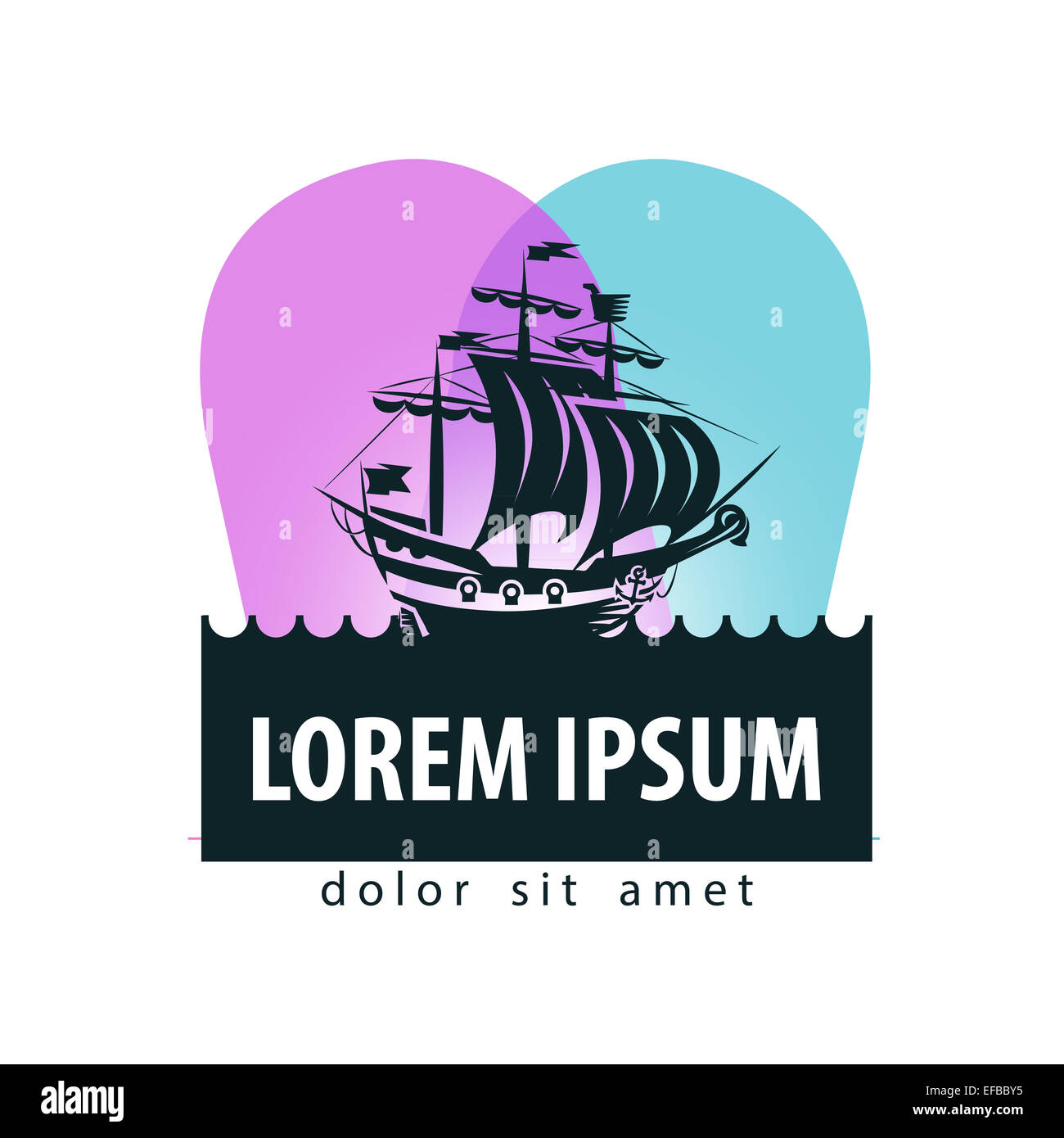 Retro-Schiff Vektor-Logo-Design-Vorlage. Fregatte oder Kreuzfahrt ...