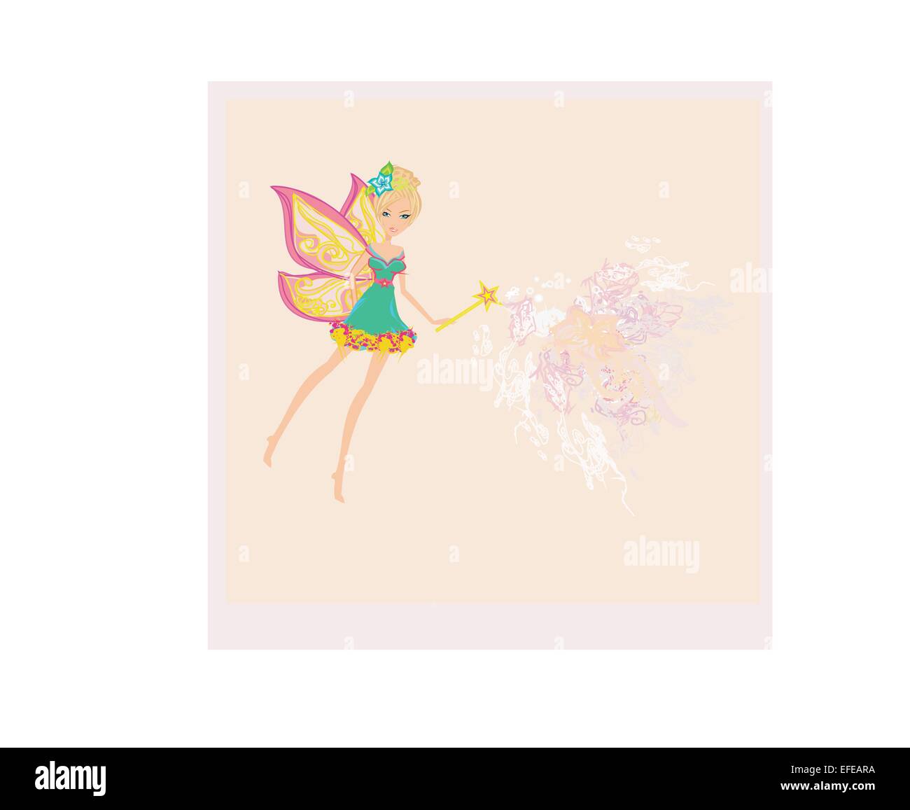 schöne Fee mit Zauberstab-Vektor-Grafik-Karte Stock-Vektorgrafik - Alamy