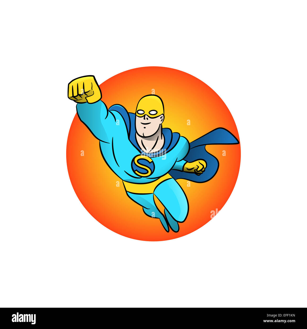 Fliegende Superhelden-Logo in blau Kleidung. Vektor-illustration ...