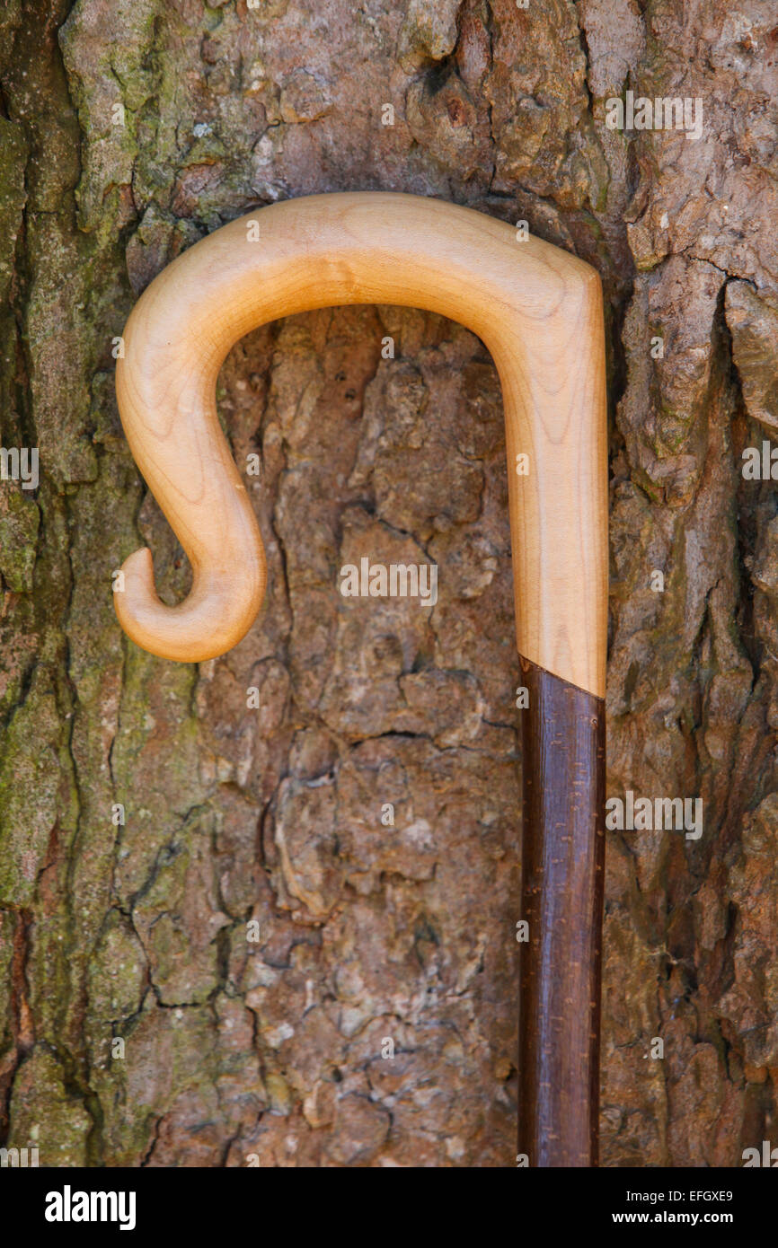 Traditionelle Handarbeit aus Holz Spazierstock mit Nase, crook Griff ...