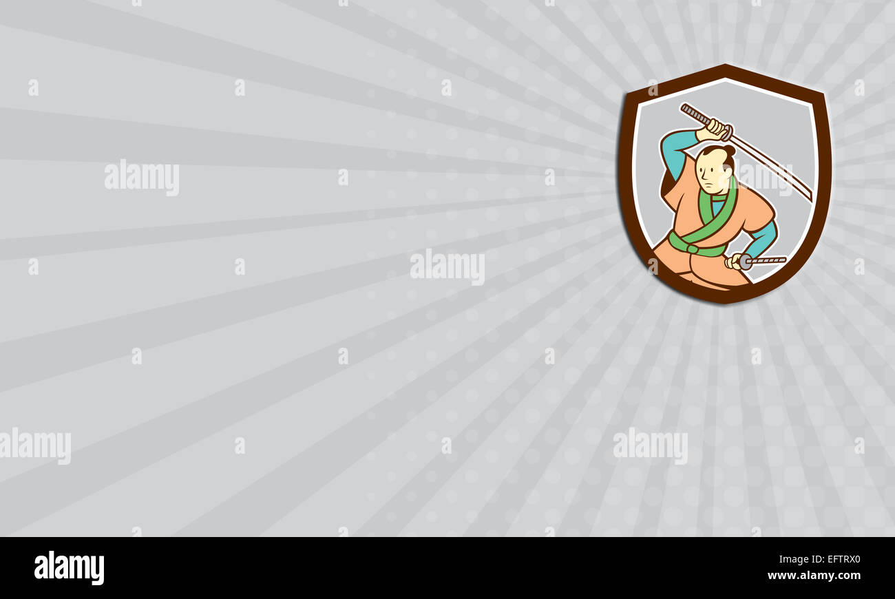 Visitenkarte zeigt Abbildung eines Samurai-Kriegers Katana Schwert ...