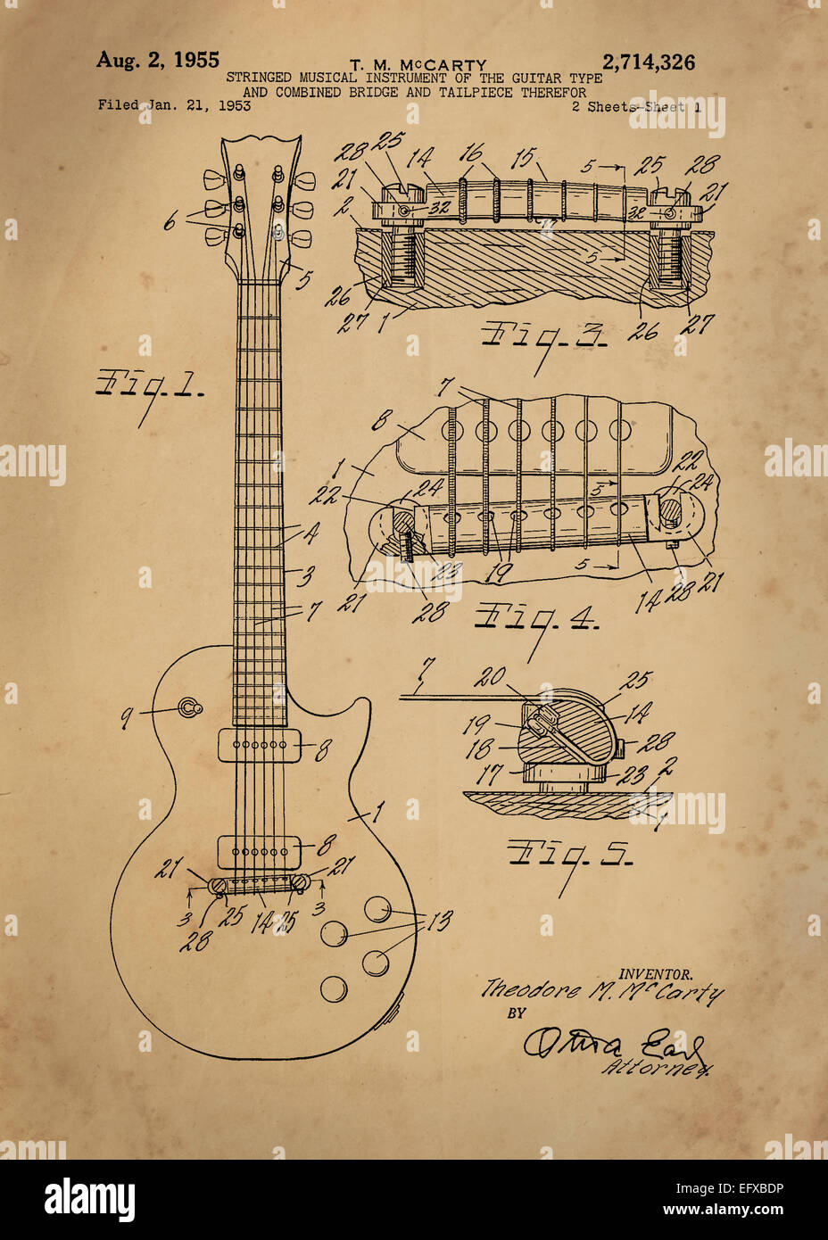 Patentzeichnung gitarre -Fotos und -Bildmaterial in hoher Auflösung – Alamy