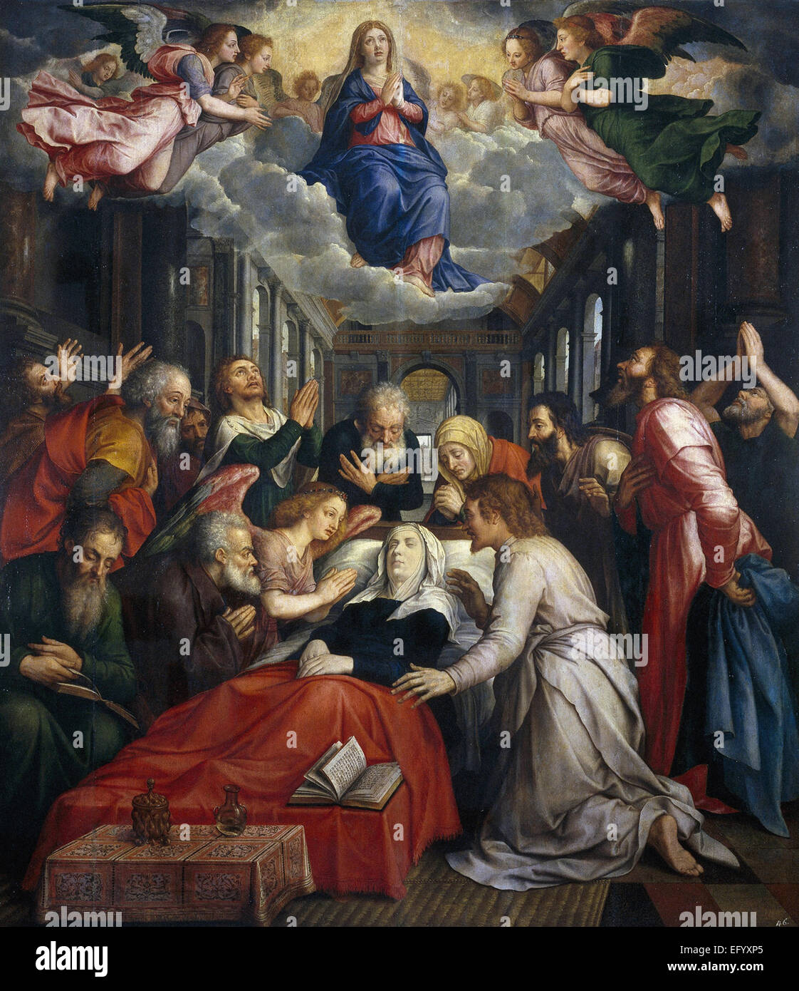 Michiel Coxie La Muerte De La Virgen y la Asunción Stockfotografie - Alamy