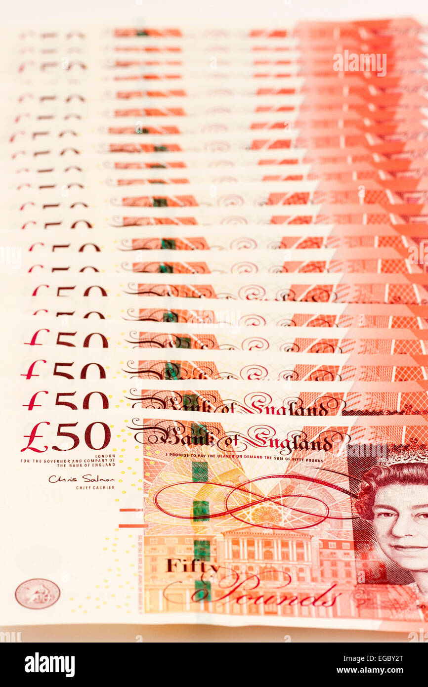 Britische Pfund Sterling Banknoten, £50 Banknoten, ausgegeben im ...