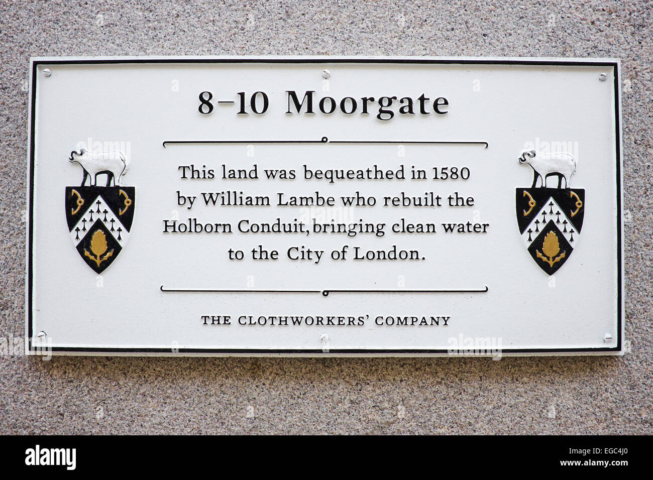 Plaque, die Kennzeichnung der Clothworkers Firma Holborn Conduit ...