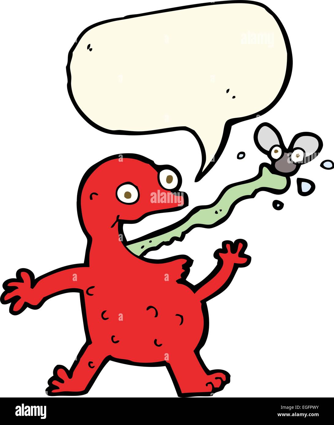Cartoon Frosch fangen fliegen mit Sprechblase Stock-Vektorgrafik - Alamy