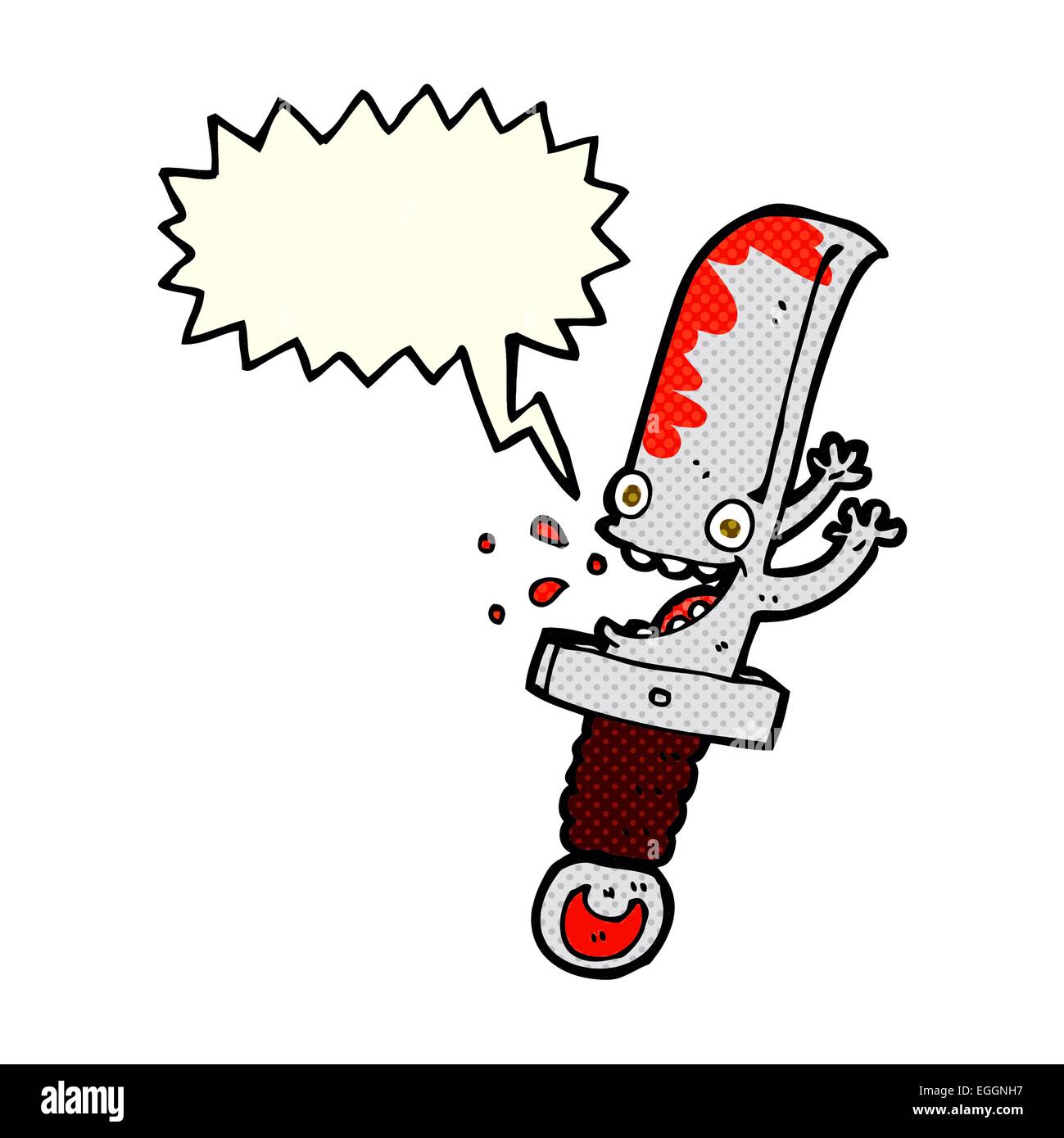 verrückte Messer-Cartoon-Figur mit Sprechblase Stock-Vektorgrafik - Alamy