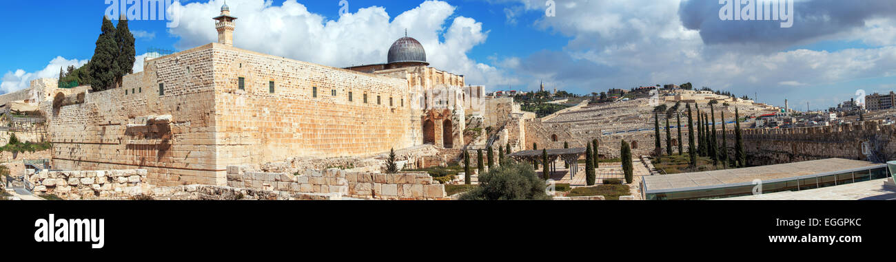 Panorama - al-Aqsa-Moschee auf dem Tempelberg in jerusalem ...