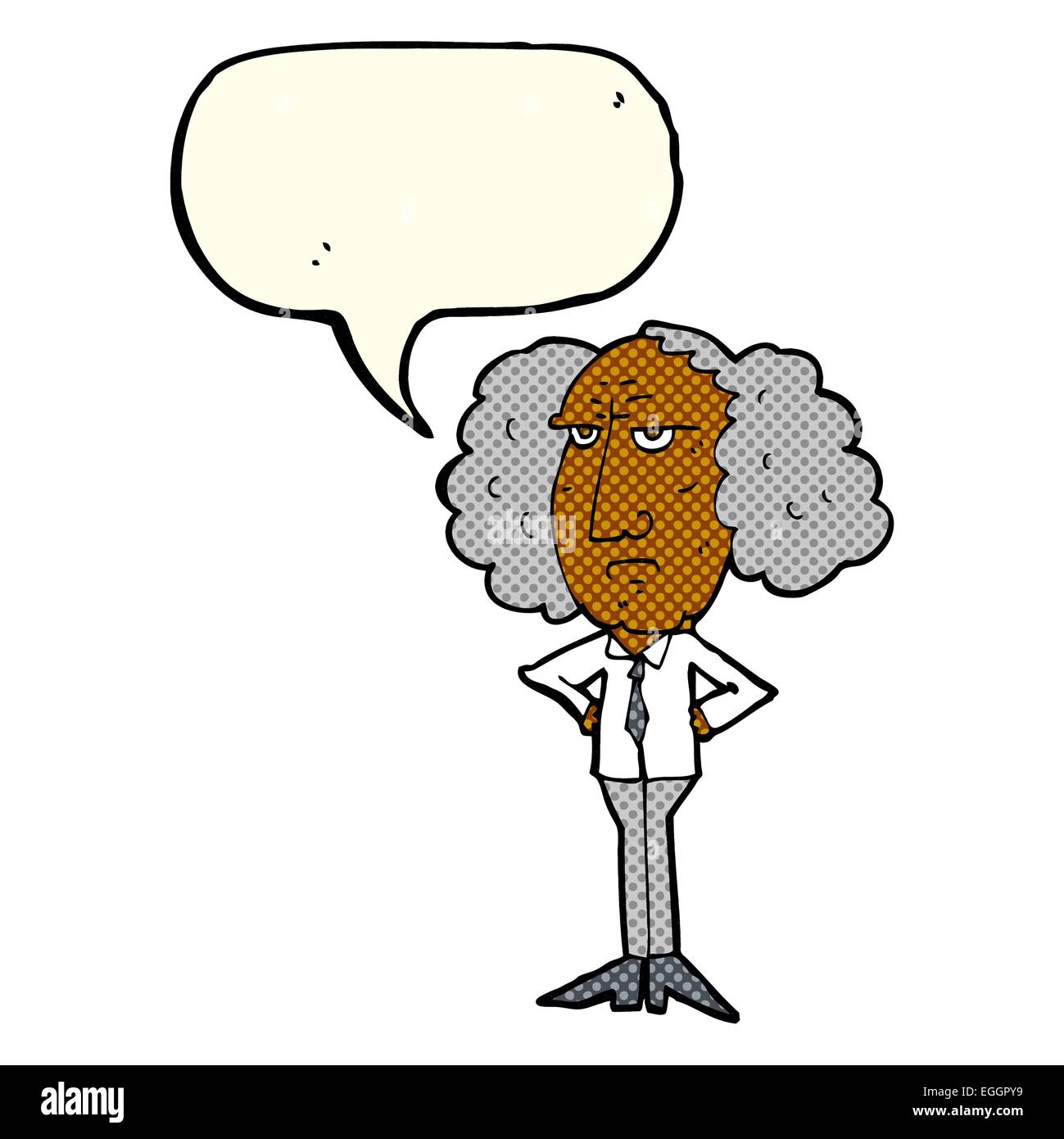 Cartoon Riesenhaar Dozent Mann mit Sprechblase Stock-Vektorgrafik - Alamy