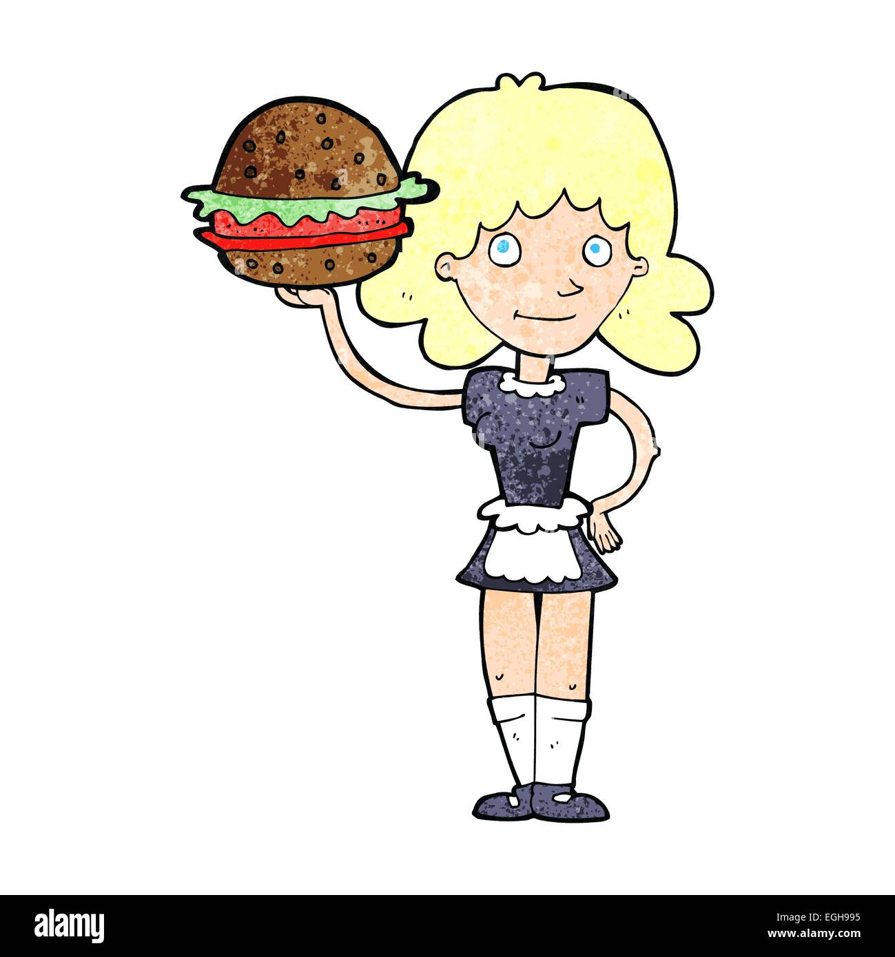 Cartoon-Kellnerin mit burger Stock-Vektorgrafik - Alamy