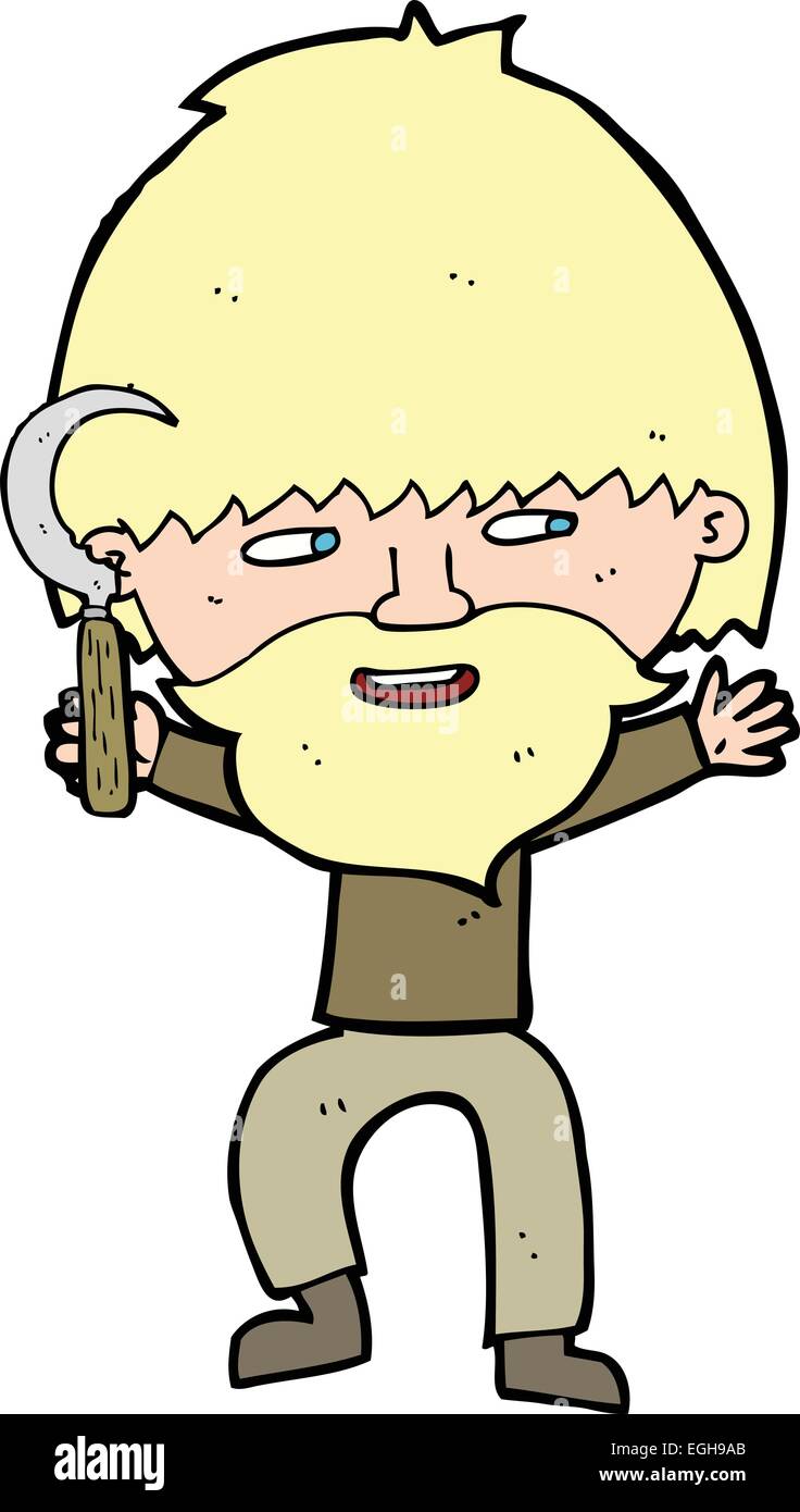 Cartoon-Bauer mit sycle Stock-Vektorgrafik - Alamy