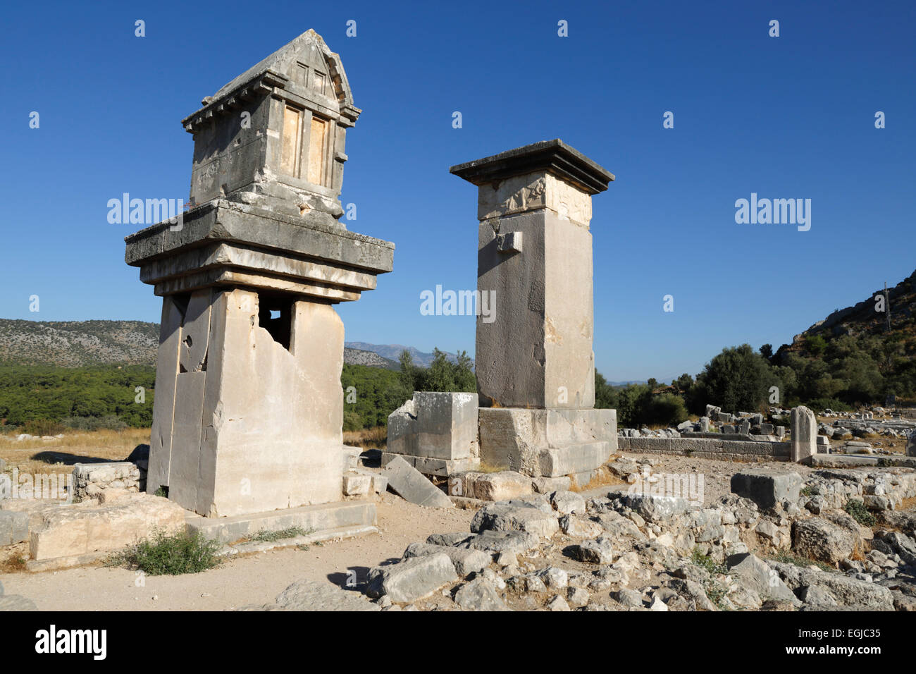Die Harpyie Denkmal und die lykischen Gruft, Xanthos, in der Nähe von ...