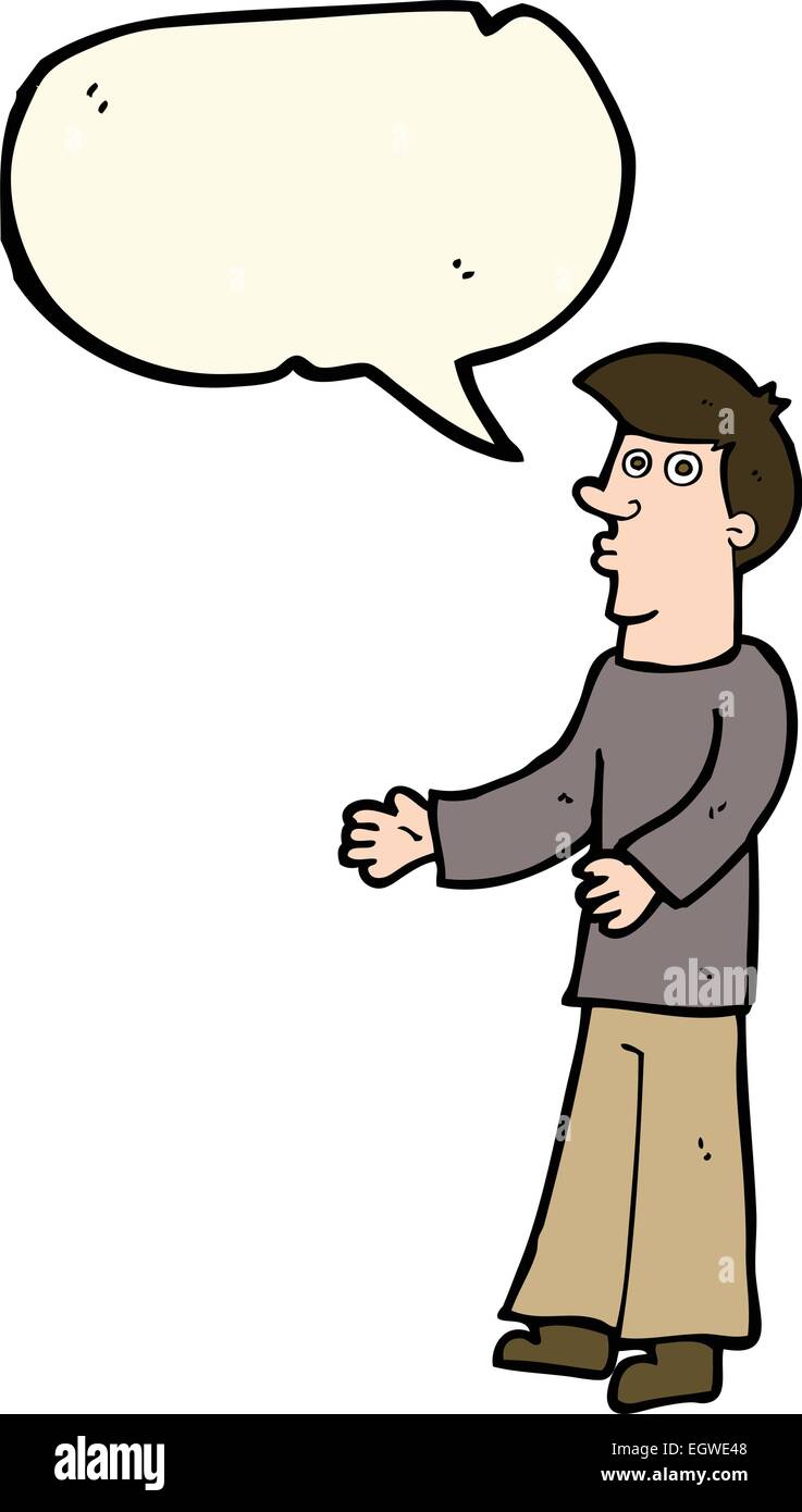 Cartoon neugieriger Mann mit Sprechblase Stock-Vektorgrafik - Alamy