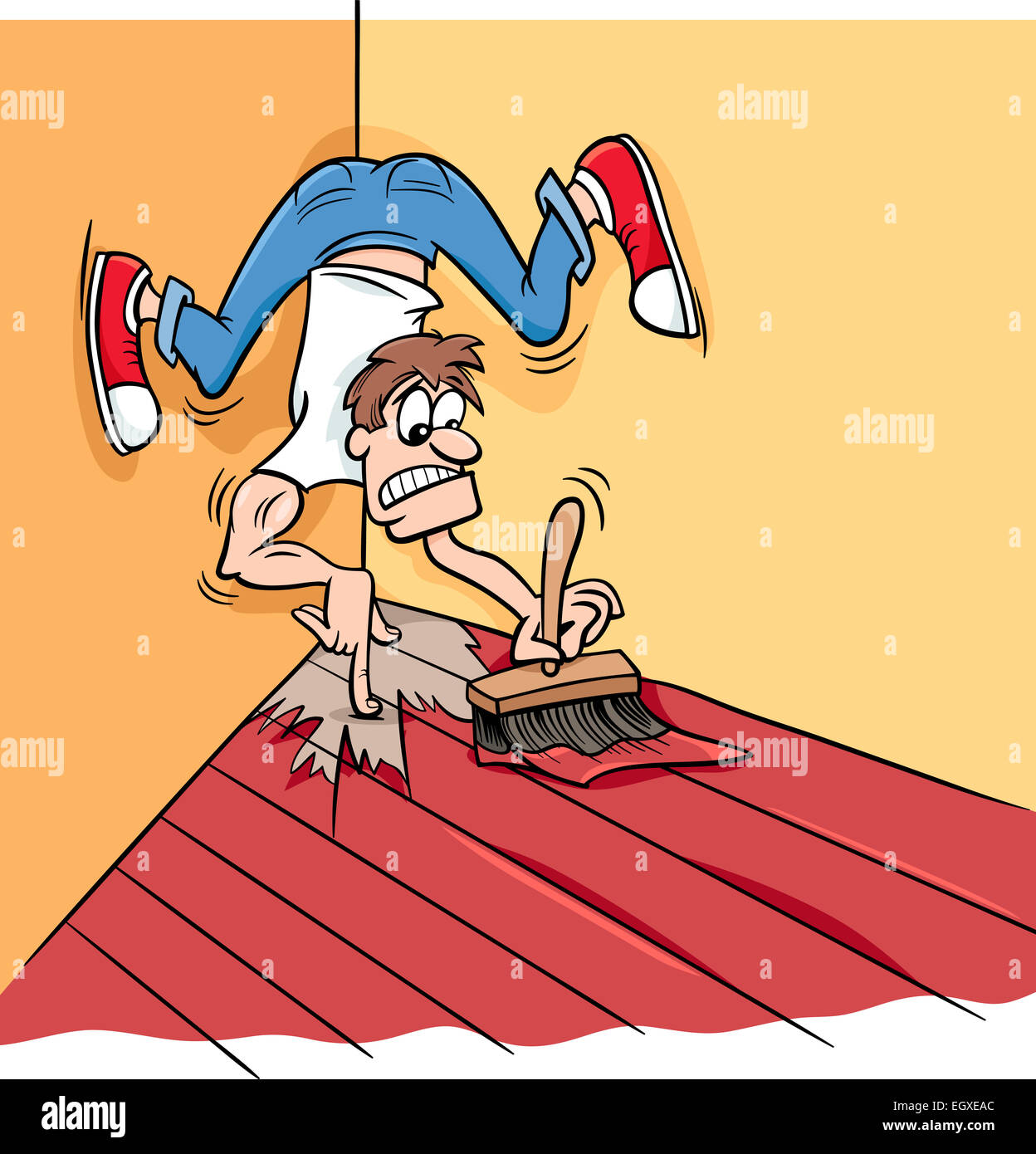 Cartoon Humor Concept Illustration der Malerei selbst in eine Ecke ...