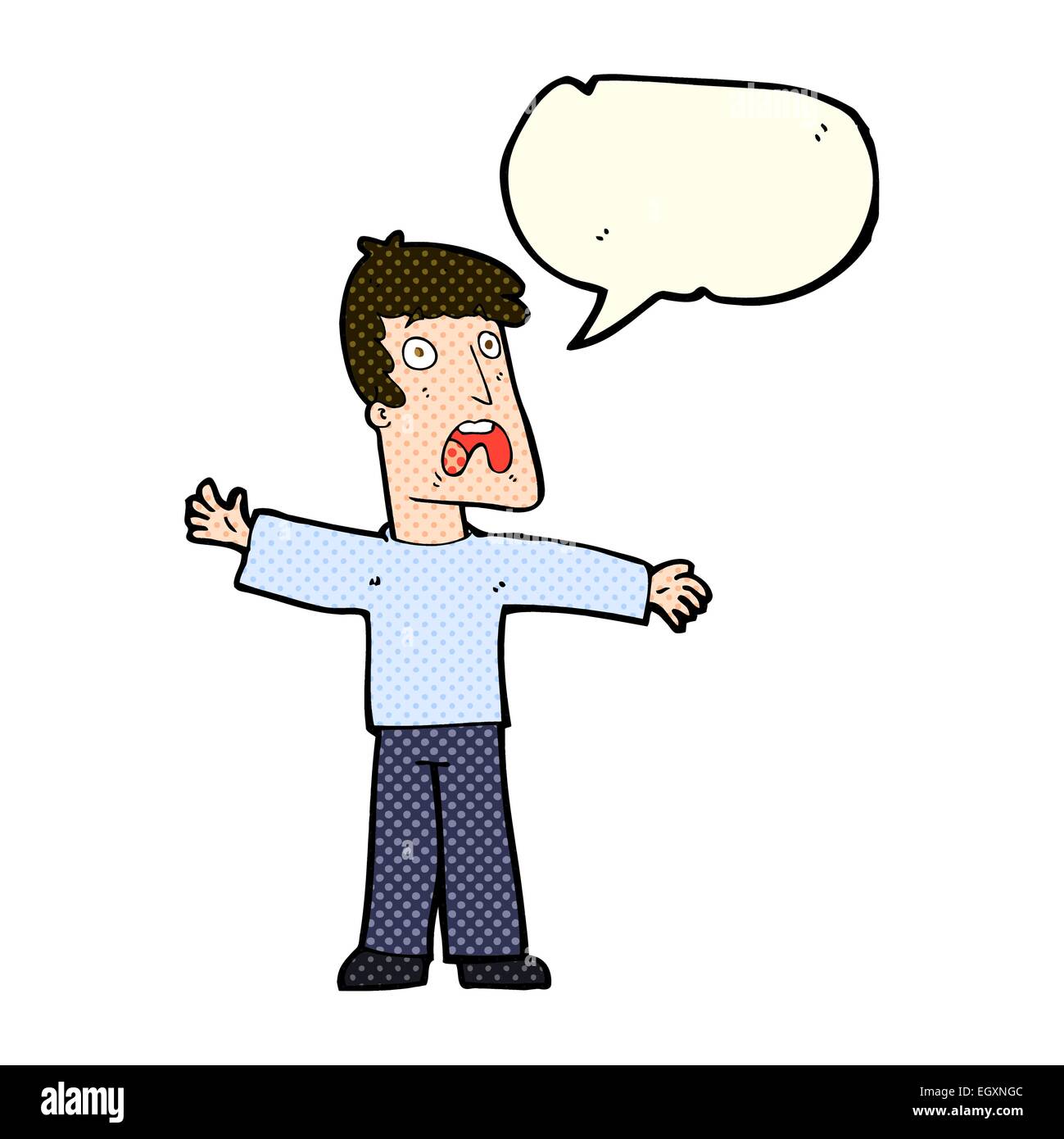 Cartoon-Angst Mann mit Sprechblase Stock-Vektorgrafik - Alamy