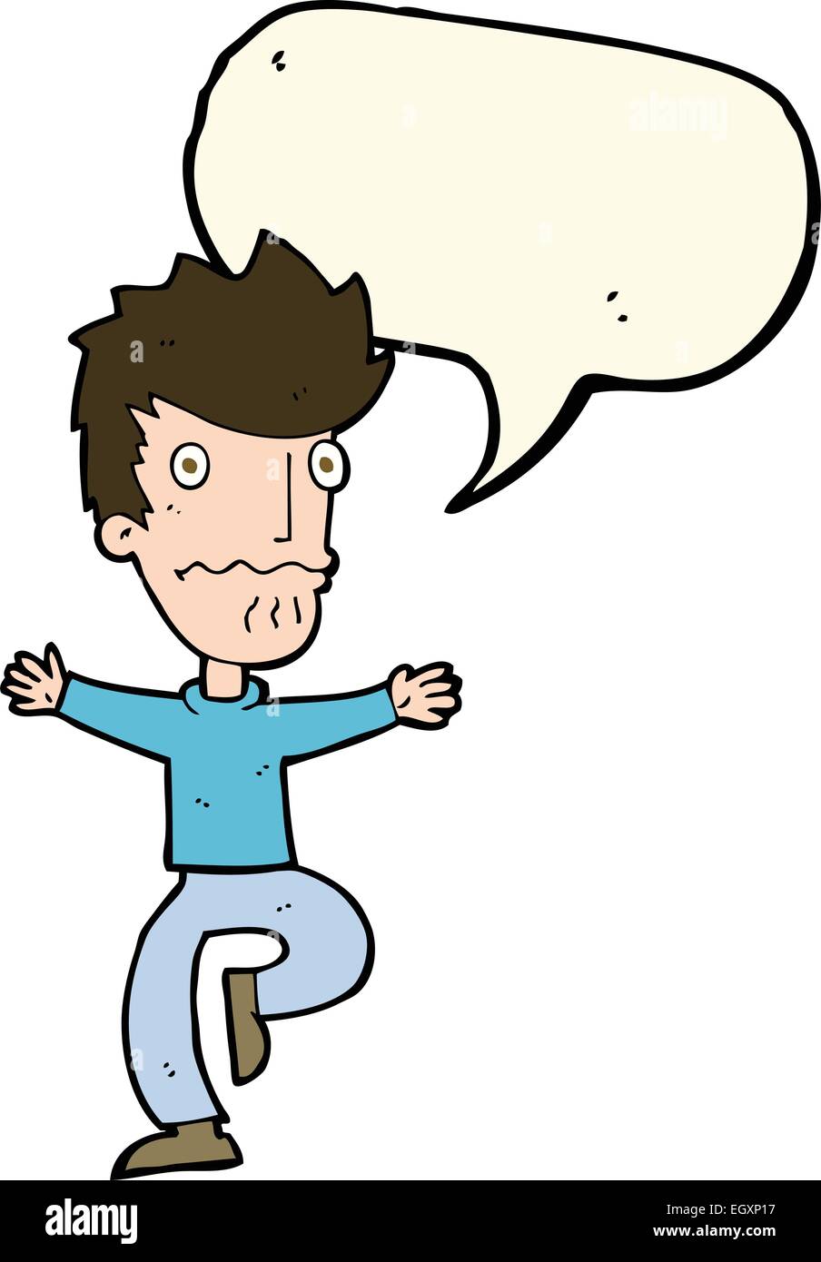 Cartoon-Angst Mann mit Sprechblase Stock-Vektorgrafik - Alamy